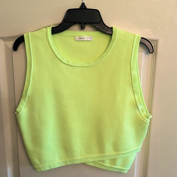 A.L.C. | Tops | Alc Nat Chartreuse Neon Green Wrap Crop Top | Poshmark